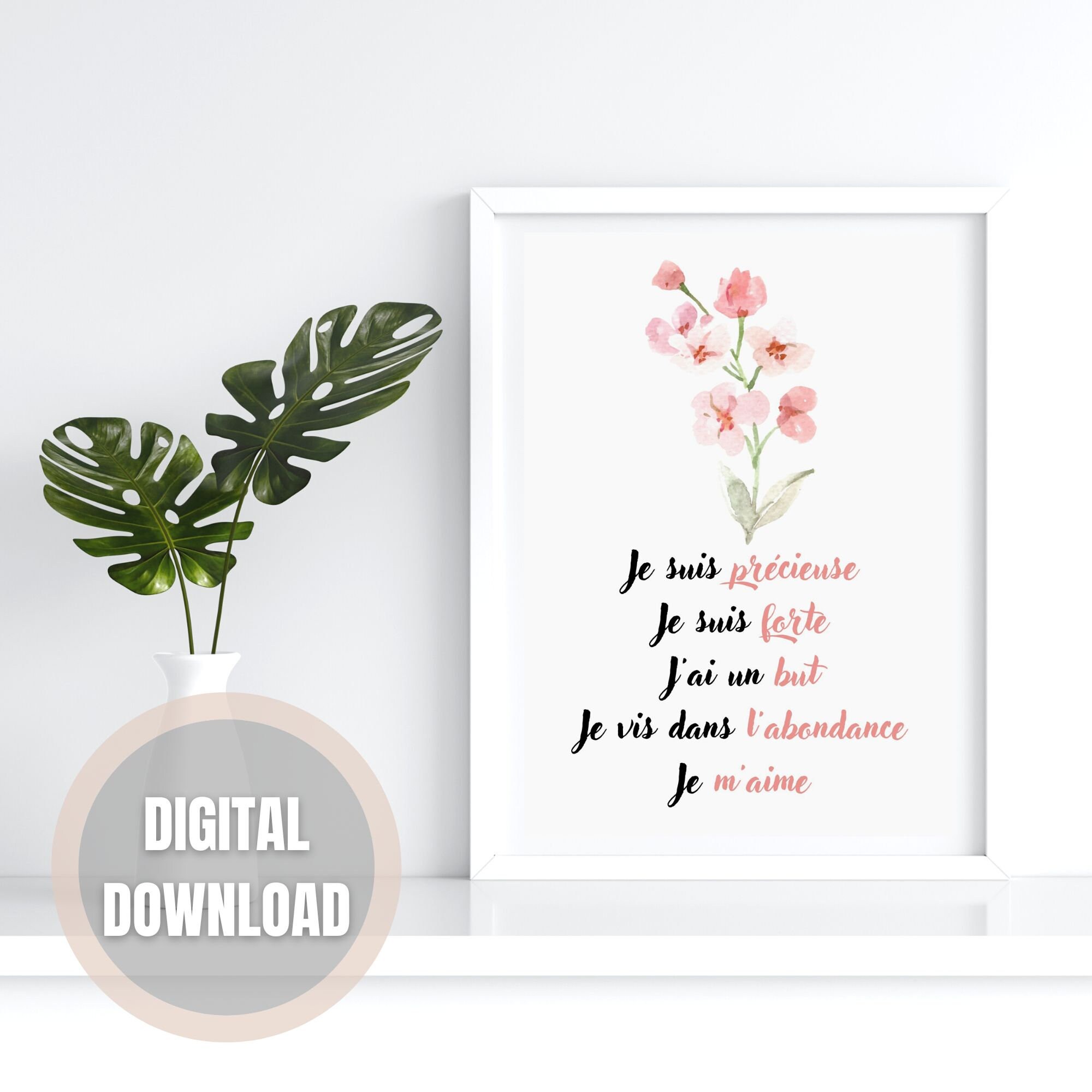 French Positive Affirmations Printable No Frame - Etsy