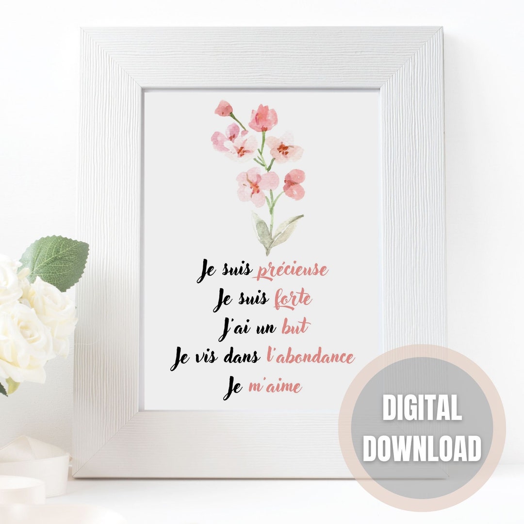 French Positive Affirmations Printable No Frame - Etsy