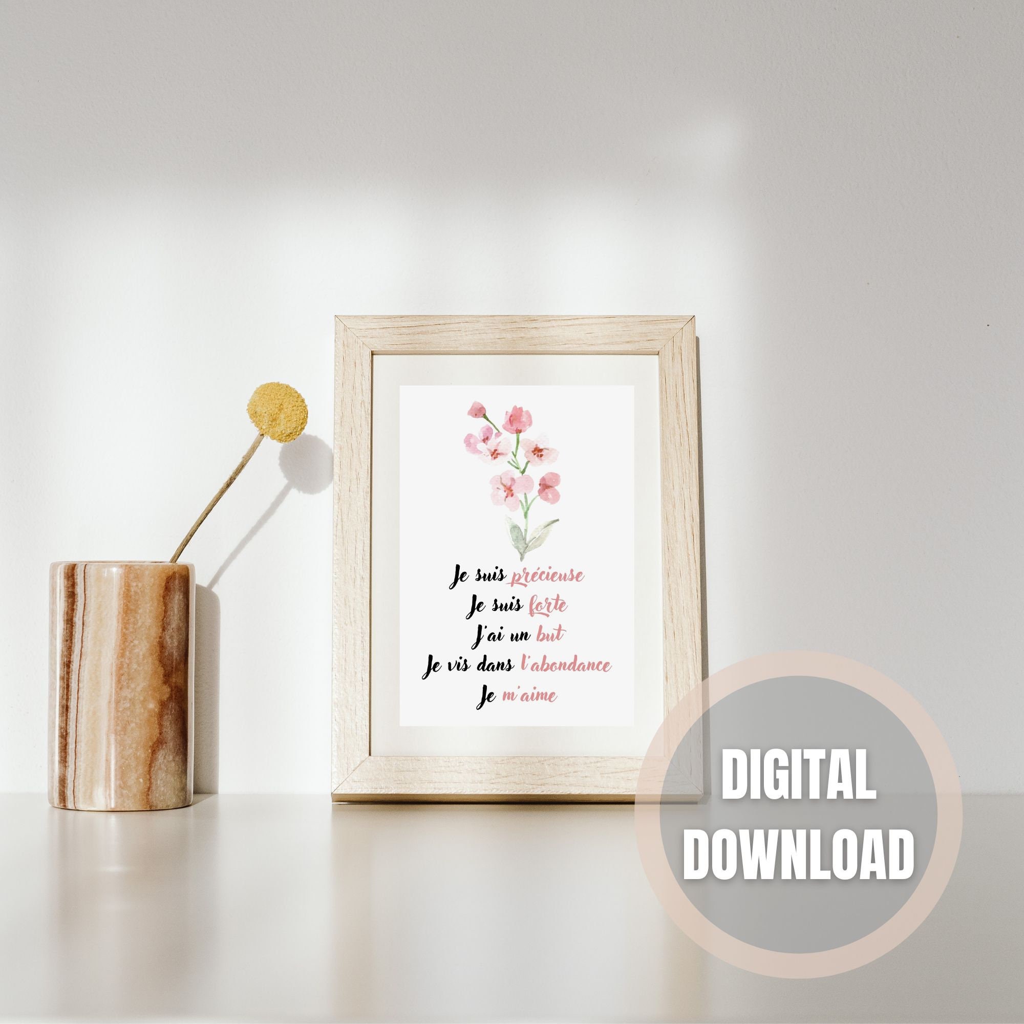 French Positive Affirmations Printable No Frame - Etsy