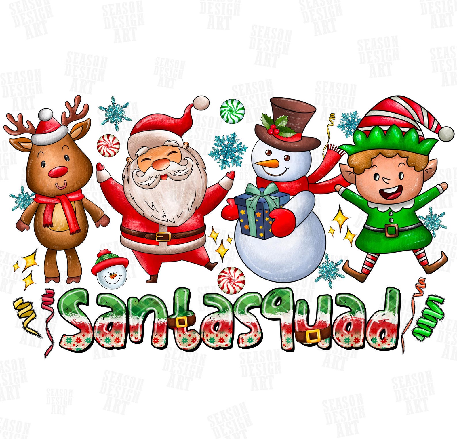 Christmas Santa Squad PNG: Sublimation Design (digital Download) - Etsy