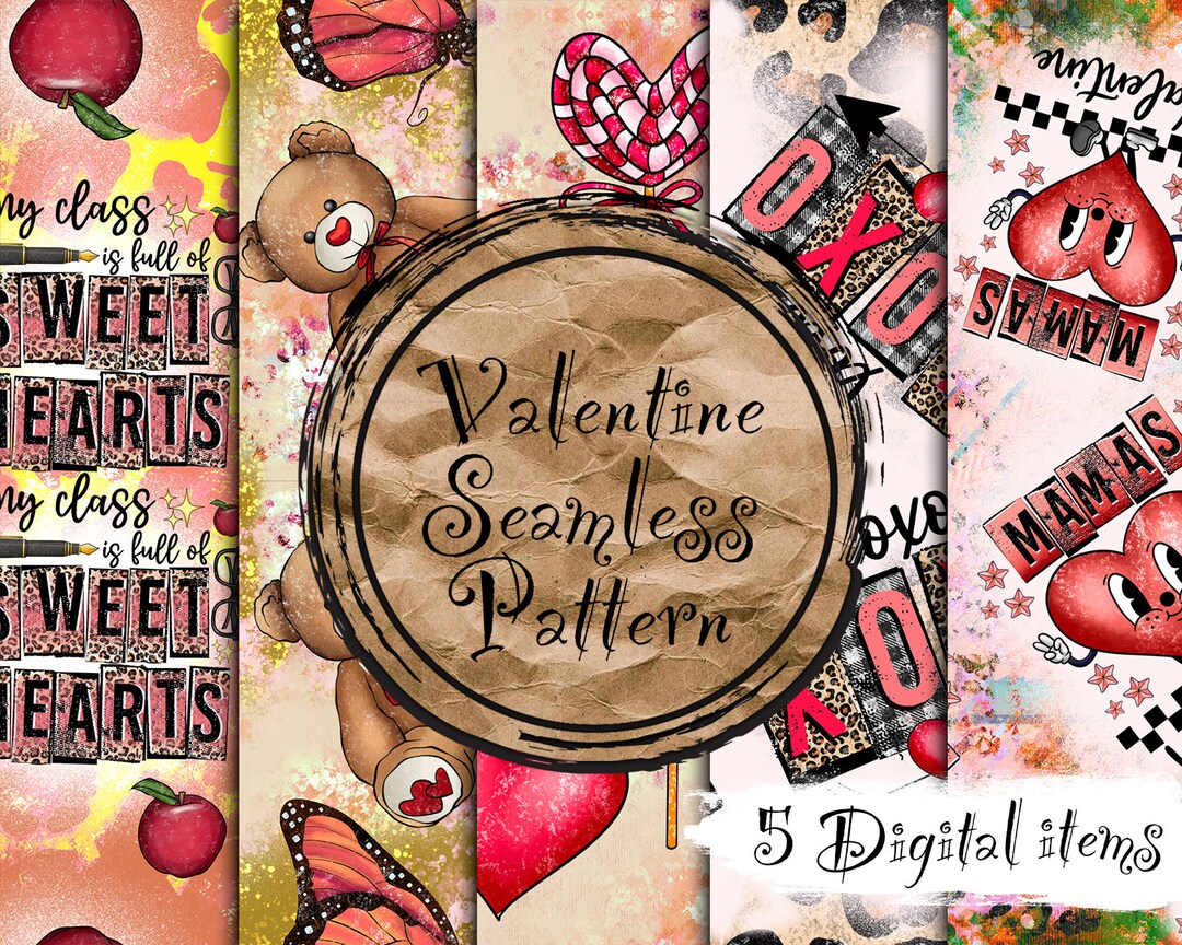 Western Valentines Day Seamless Pattern, Valentine Seamless Repeat ...