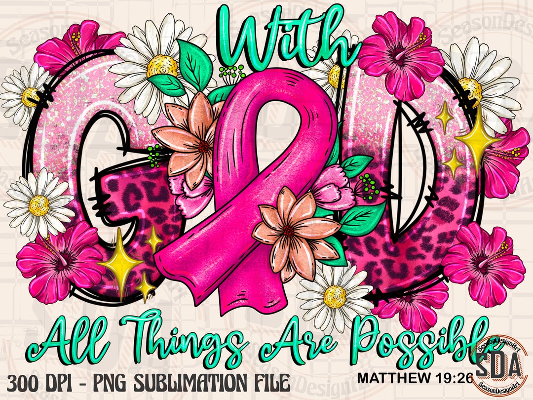 Breast Cancer Awareness Ribbon PNG: Christian Floral Sublimation ...