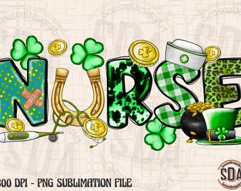 St. Patrick's Day Nurse Png Sublimation Design Download, St. Patricks ...