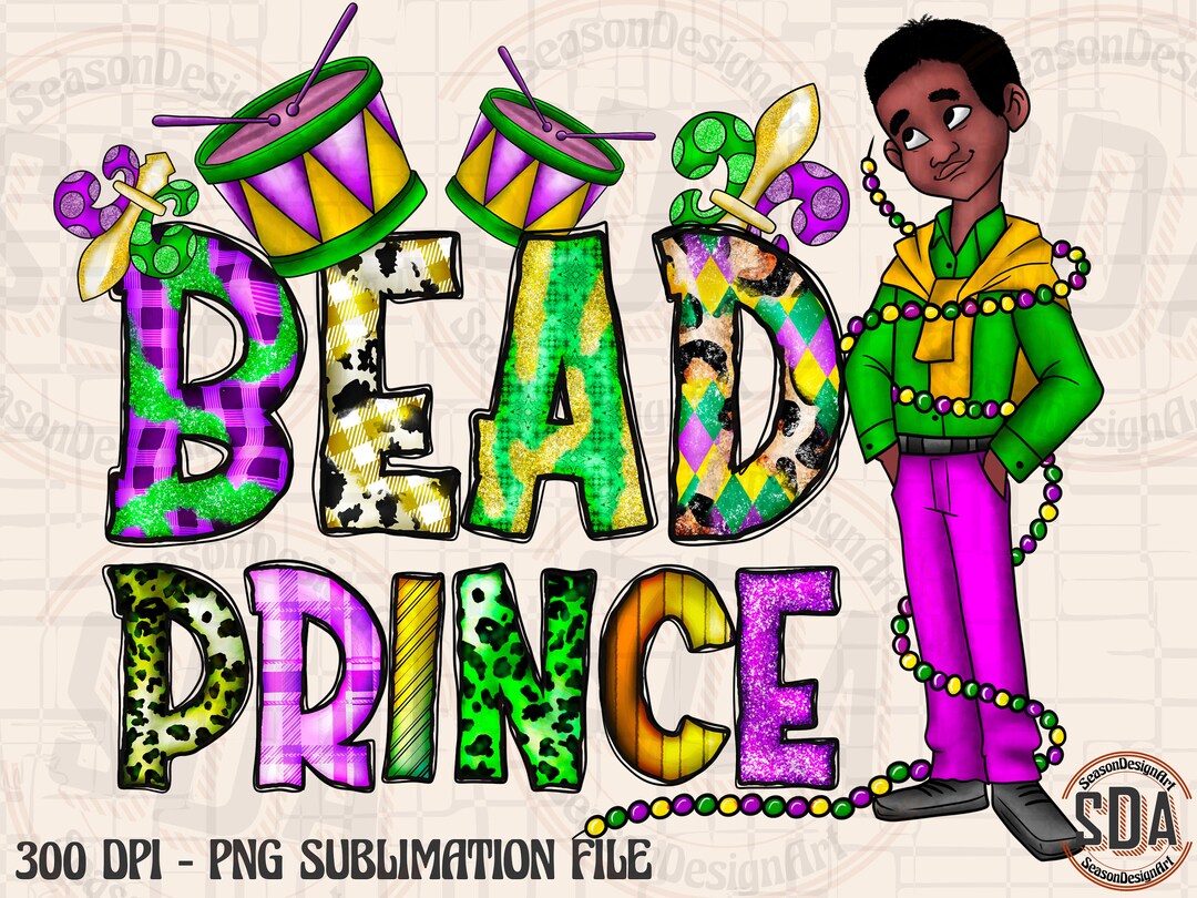 Bead Prince Black Boy Png Sublimation Design Download, Happy Mardi Gras ...