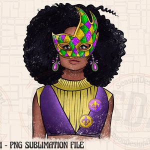 Mardi Gras Girl Png, Sublimation Design, Mardi Gras Black Girl Png ...