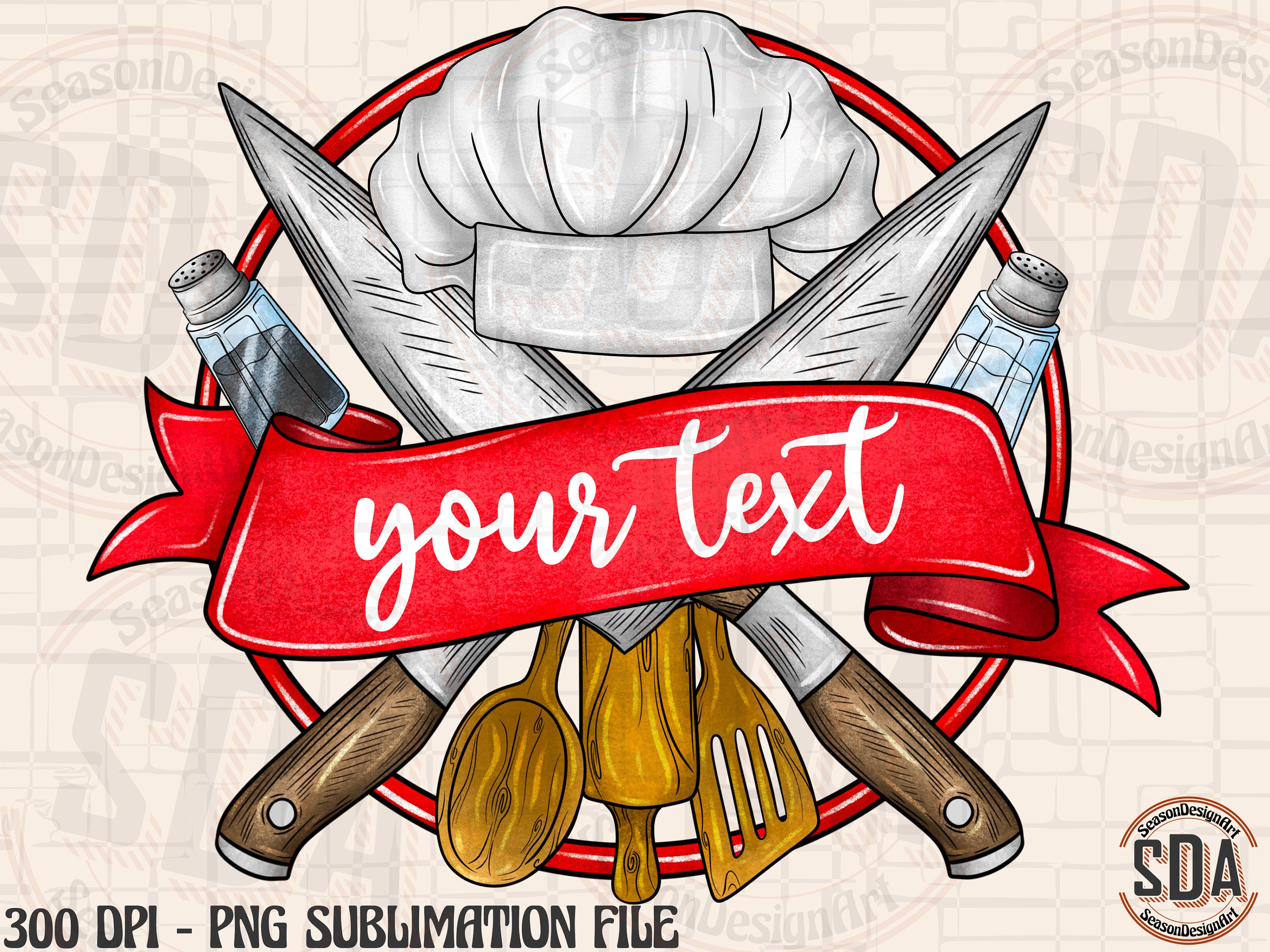 Customize Kitchen Tools PNG: Chef Logo Sublimation Design (digital ...