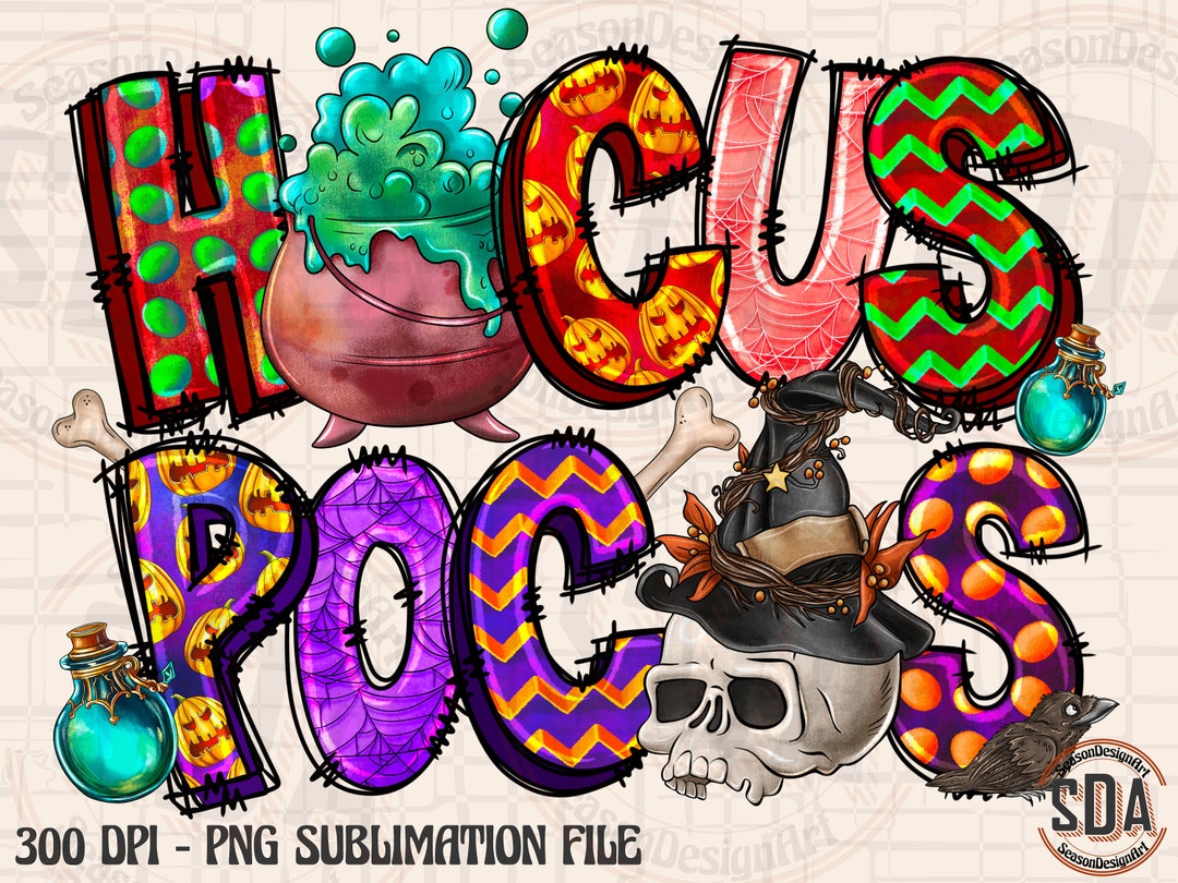 Hocus Pocus Png, Ghost Png, Witch Png, Spooky Pumpkin Png File for ...