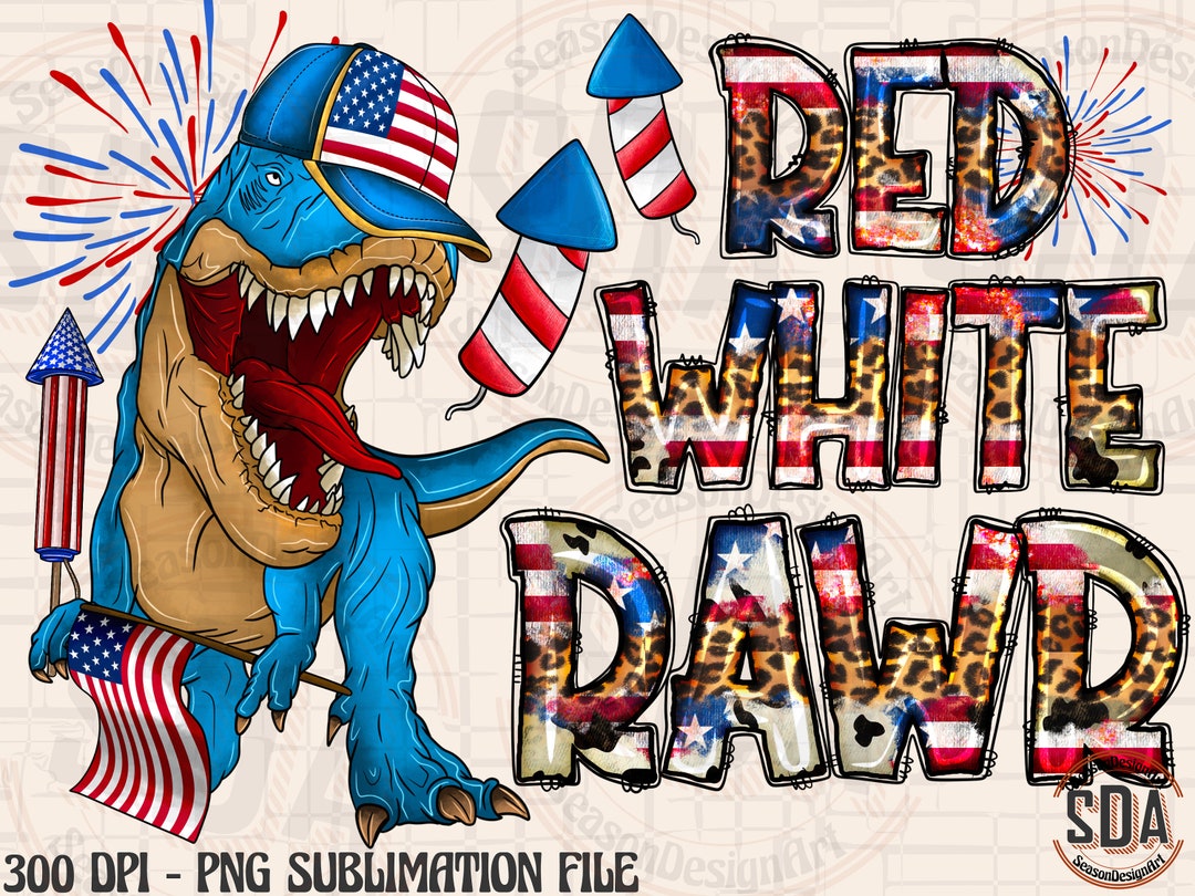 Red White & RAWR Rex Png America Dinosaur Usa Rex Png - Etsy