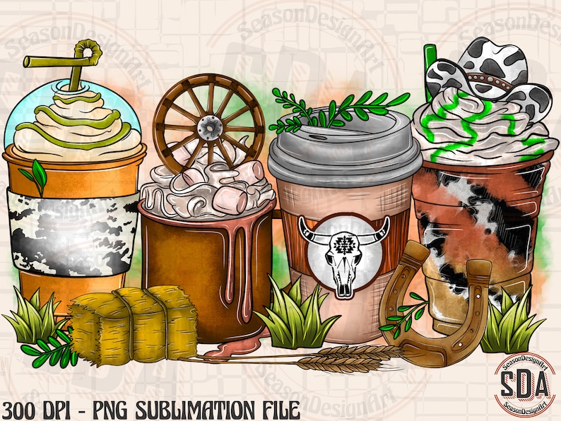 Cow Coffee PNG Cows and Coffee Pngcow Coffee Drink Png Iced - Etsy