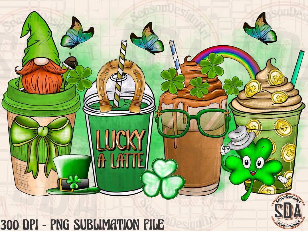 St. Patrick's Day Coffee Drinks Png Sublimation Design, St. Patrick's ...
