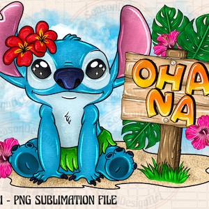 Ohana Stitch Png Sublimation Design Download, Cute Stitch Png, Hand ...