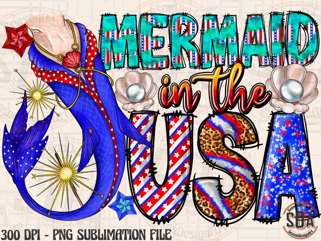 Western Mermaid in the Usa Png, 4th of July Png, Usa Mermaid Png ...