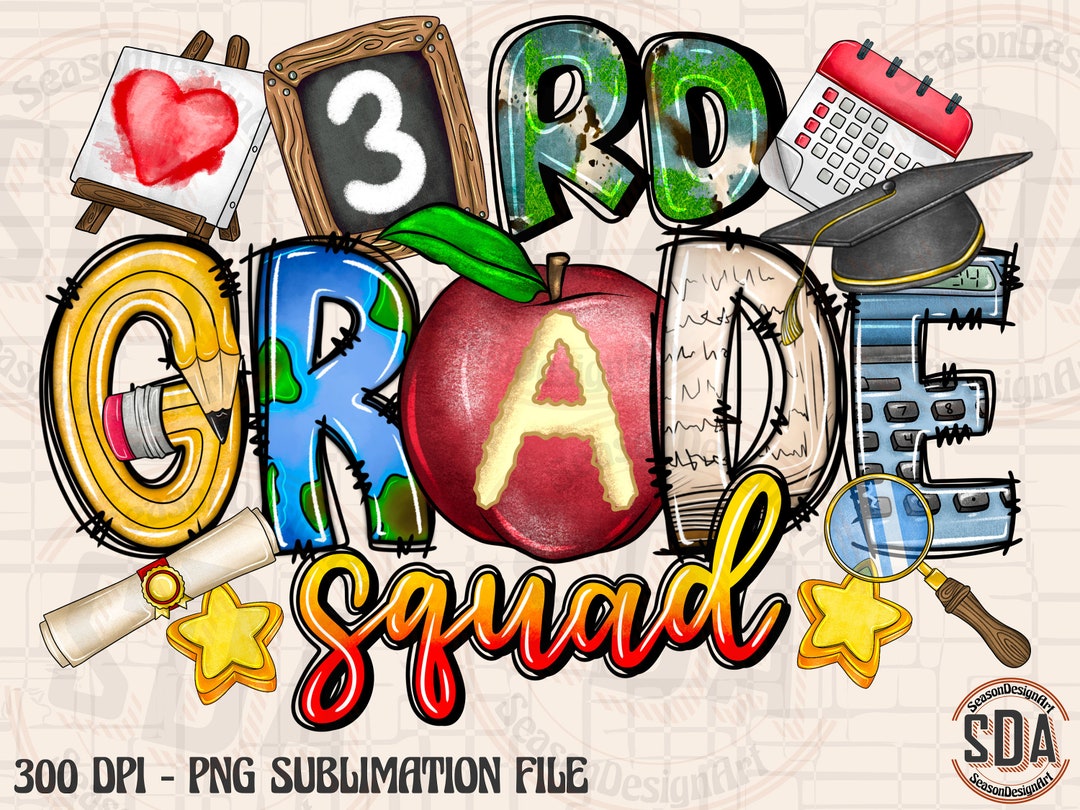 3rd Grade Squad PNG: Back to School Sublimation Design (digital ...