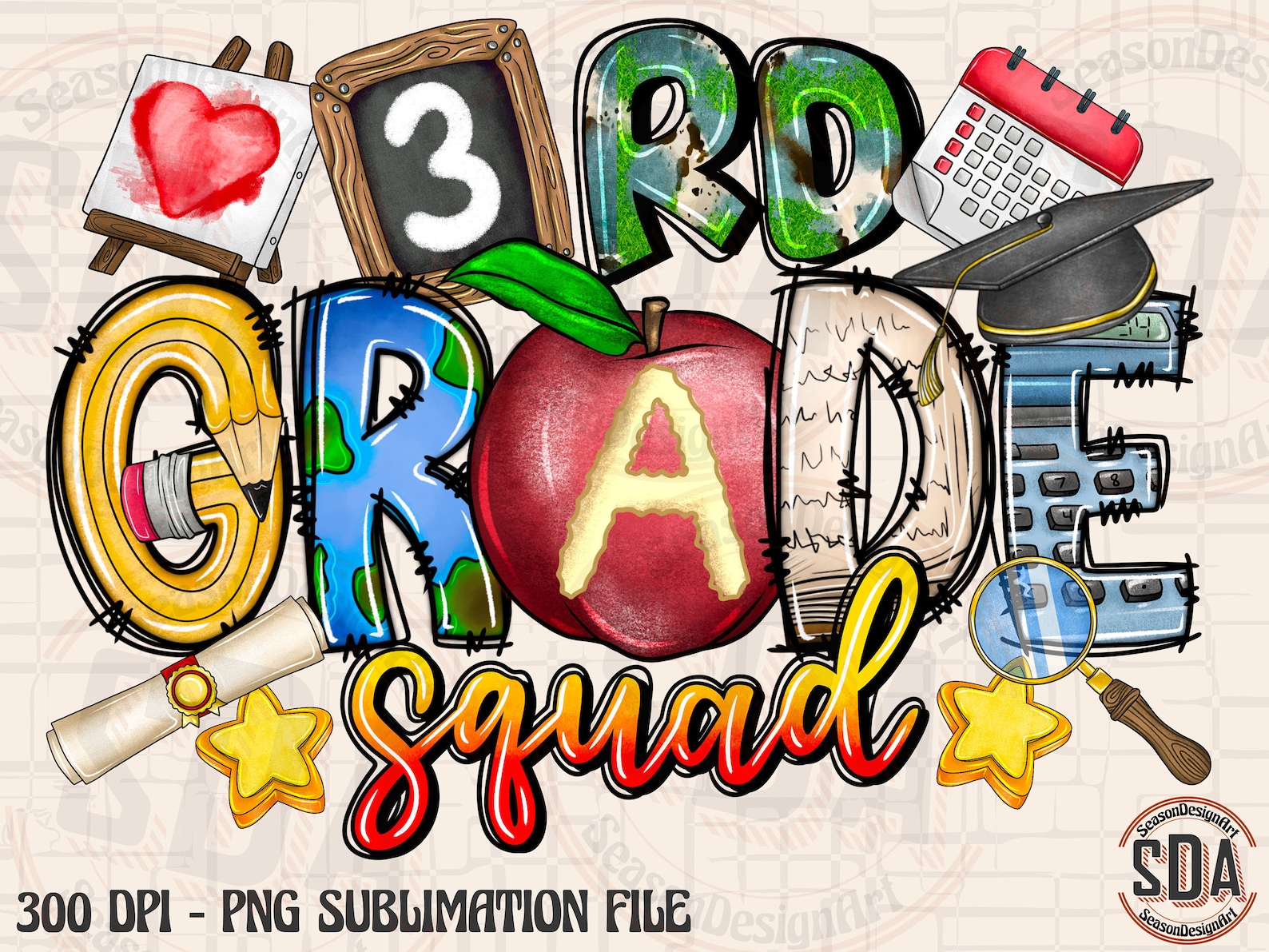 3rd Grade Squad PNG: Back to School Sublimation Design (digital ...