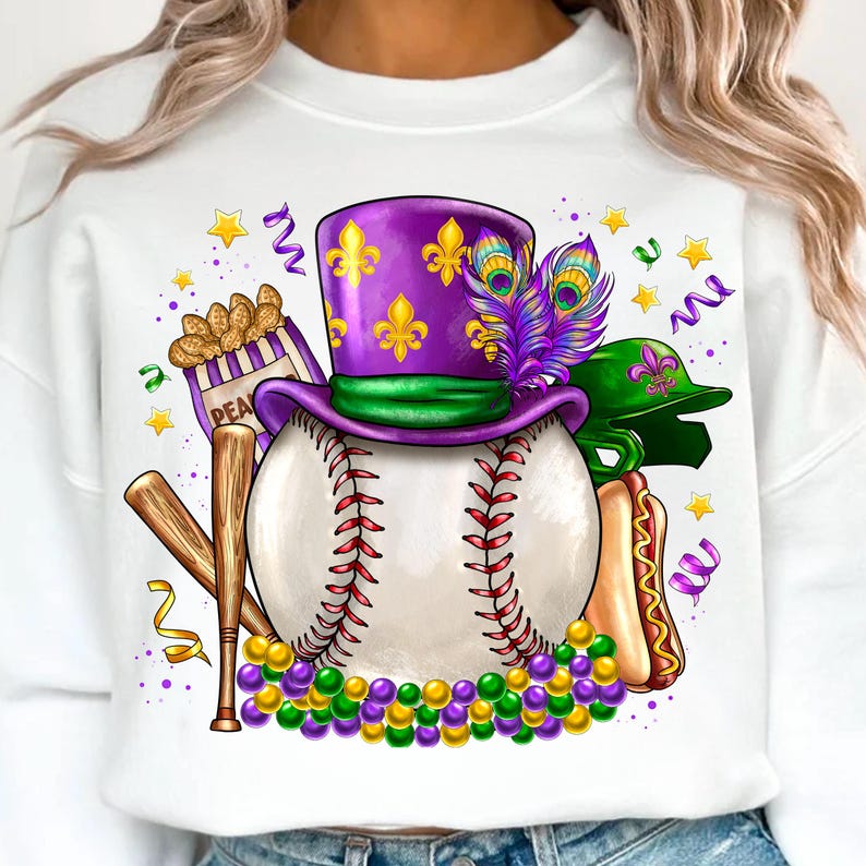Mardi Gras Baseball Png Sublimation Design Download, Mardi Gras Png ...