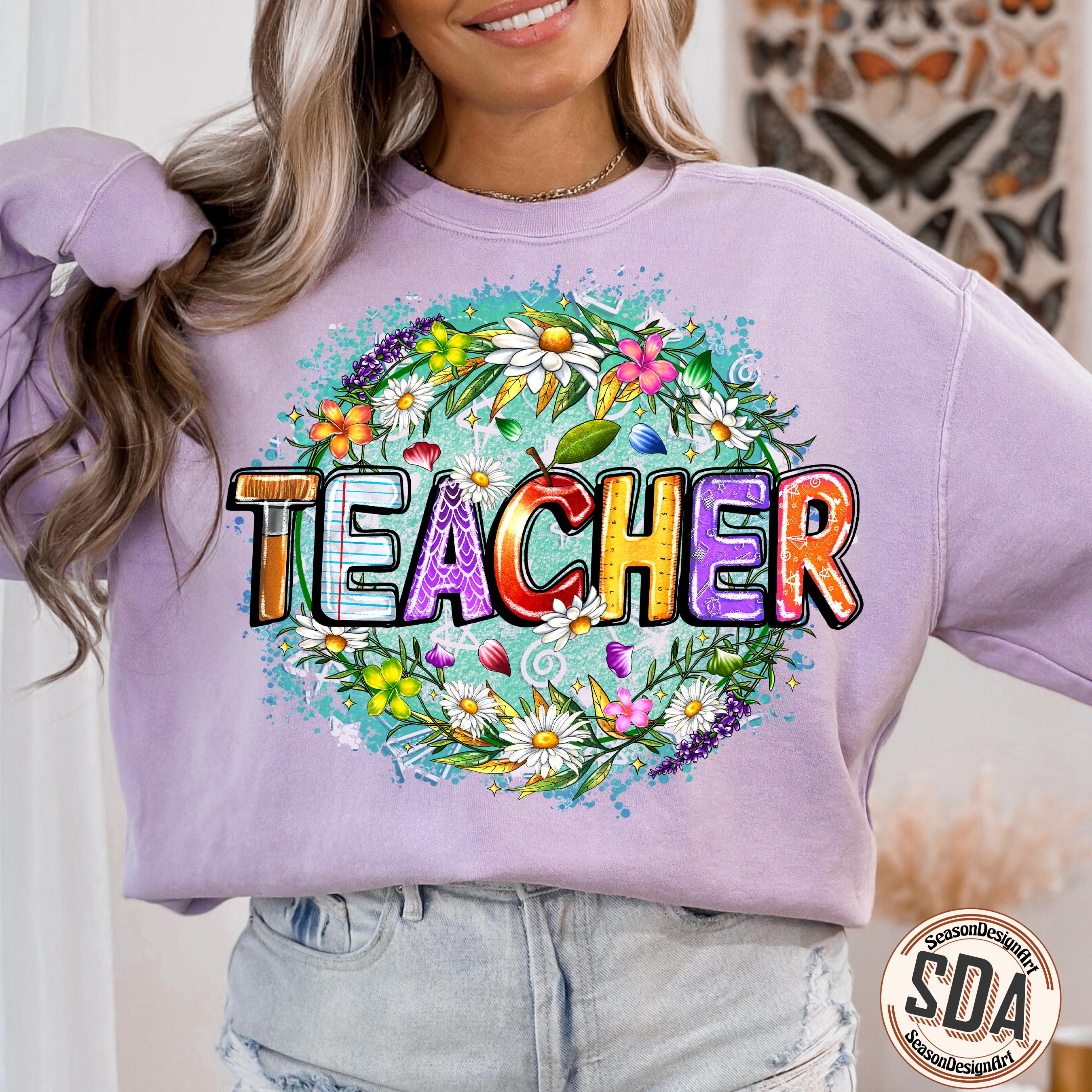 Floral Teacher Appreciation PNG: Retro Doodle Design (digital Download ...