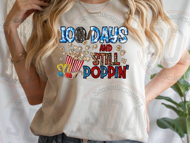 100 Days of School PNG: Funny Popcorn Design (digital Download) - Etsy