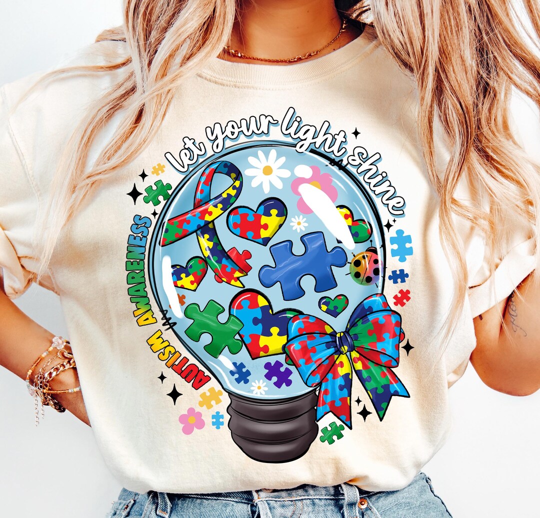 Autism Awareness Light Bulb PNG: Sublimation Design (digital Download ...