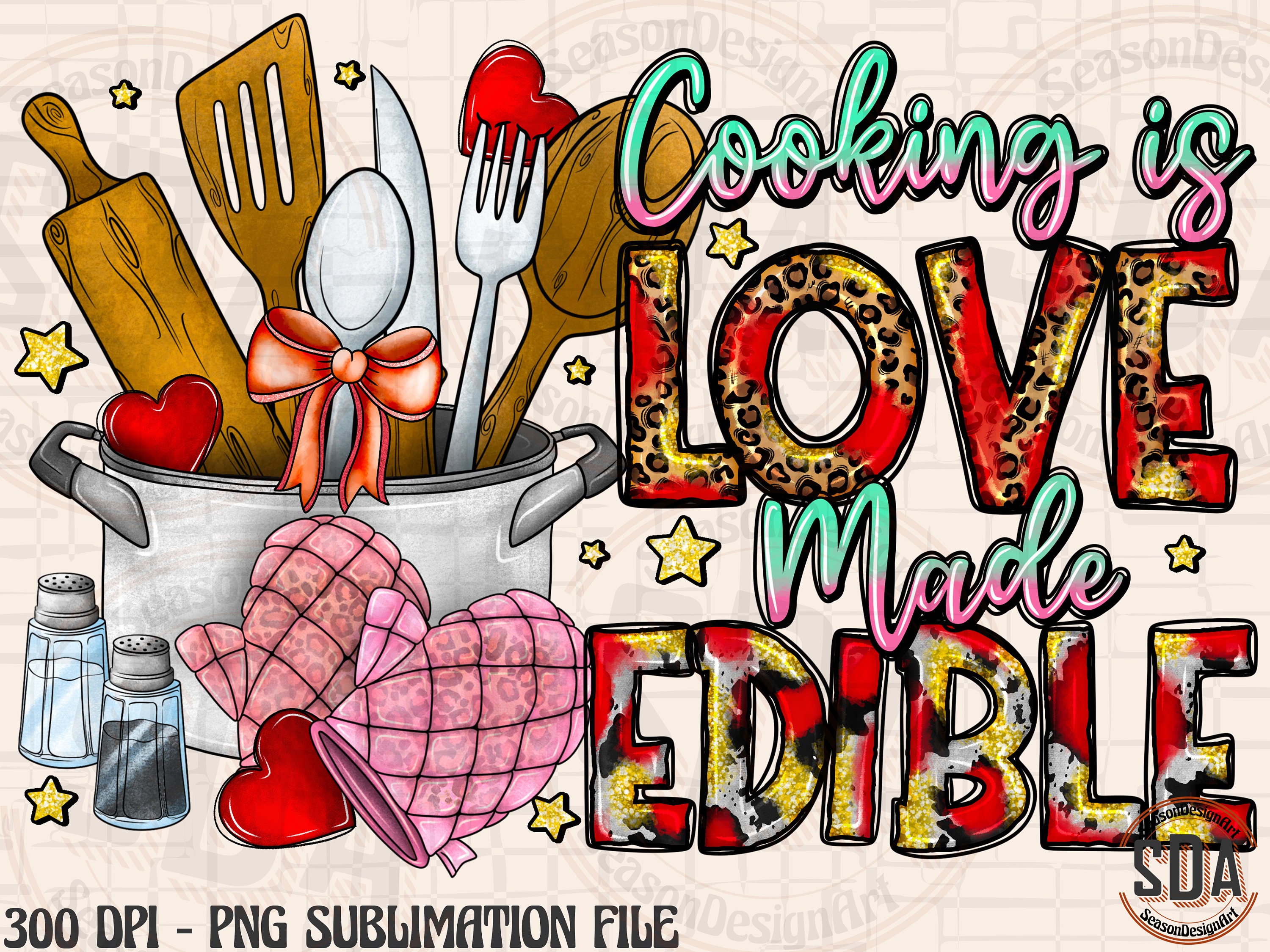 Cooking is Love Sublimation Design: Chef Kitchen PNG (digital Download ...