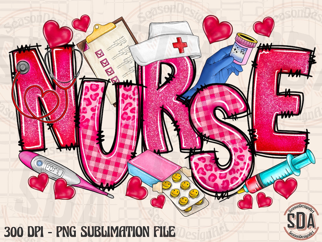 Valentine's Day Nurse Png Sublimation Design Download, Happy Valentine ...