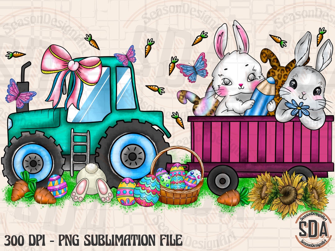 Easter Day Tractor Png, Easter Tractor Png, Easter Png, Blue Tractor ...
