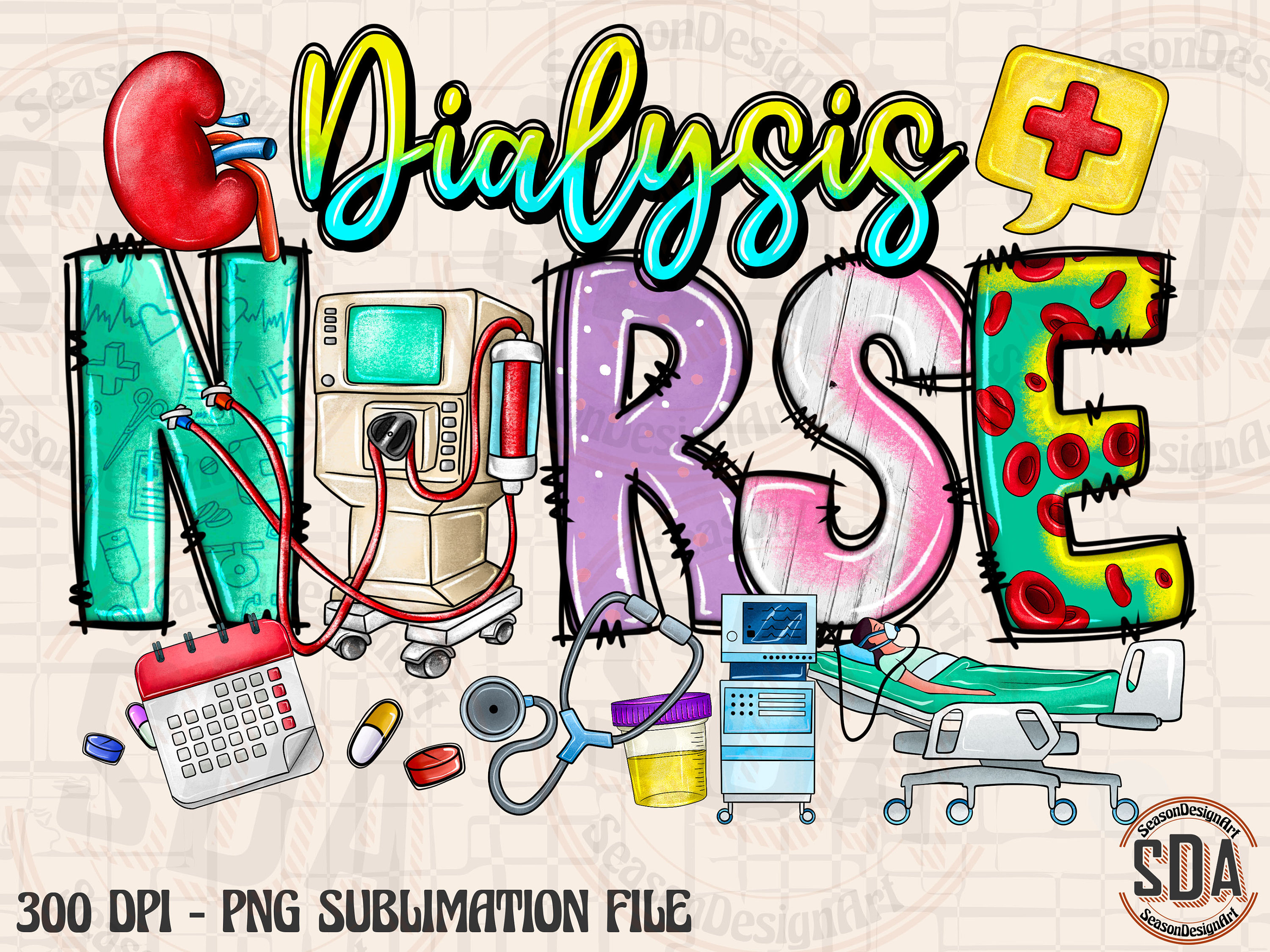 Dialysis Nurse PNG: Nephrology Design, Hemodialysis Art (digital ...
