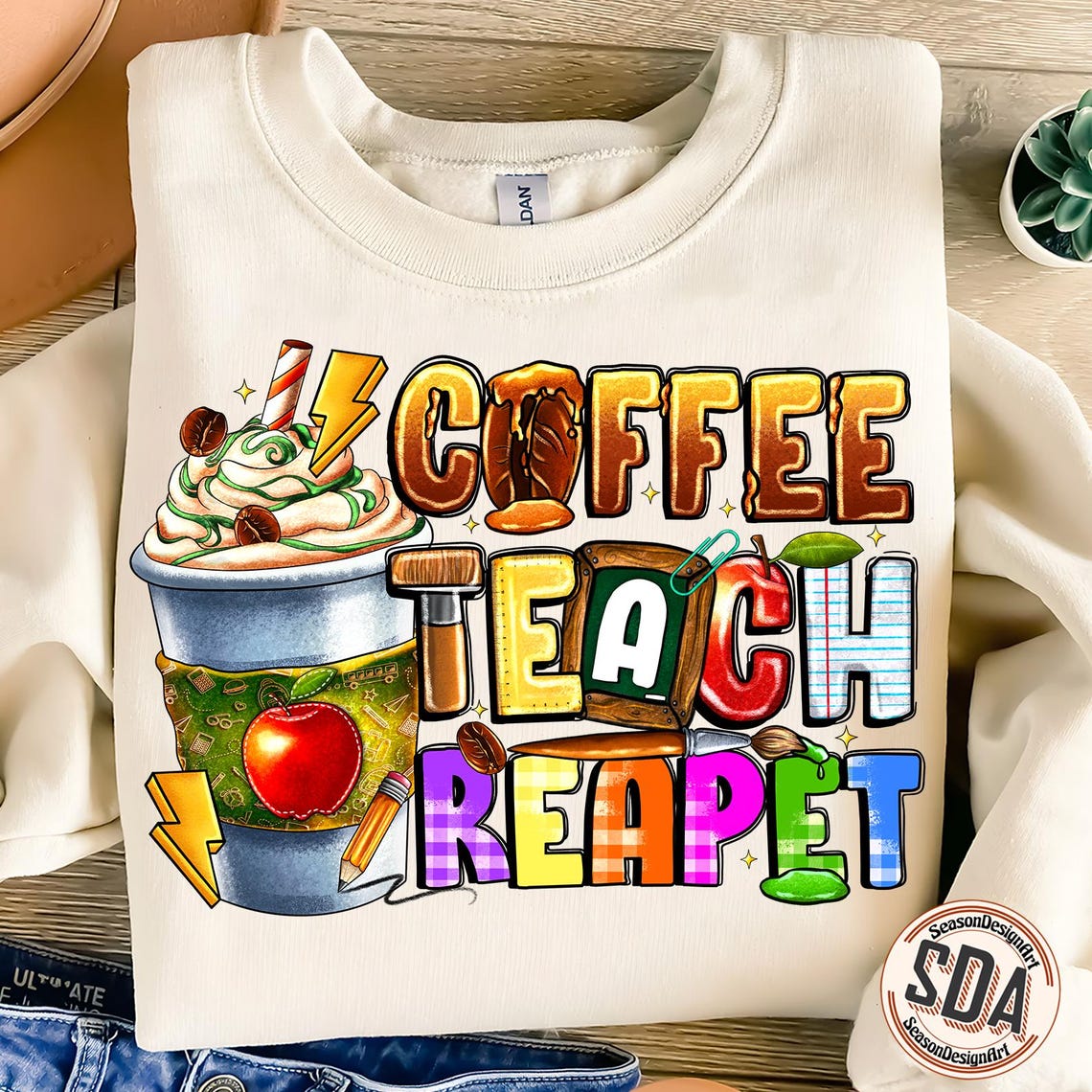 Coffee Teach Repeat PNG: Teacher Life Back to School (digital Download ...