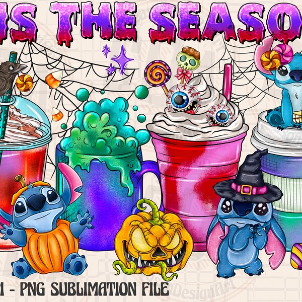 Stitch Halloween Coffee Png - Etsy