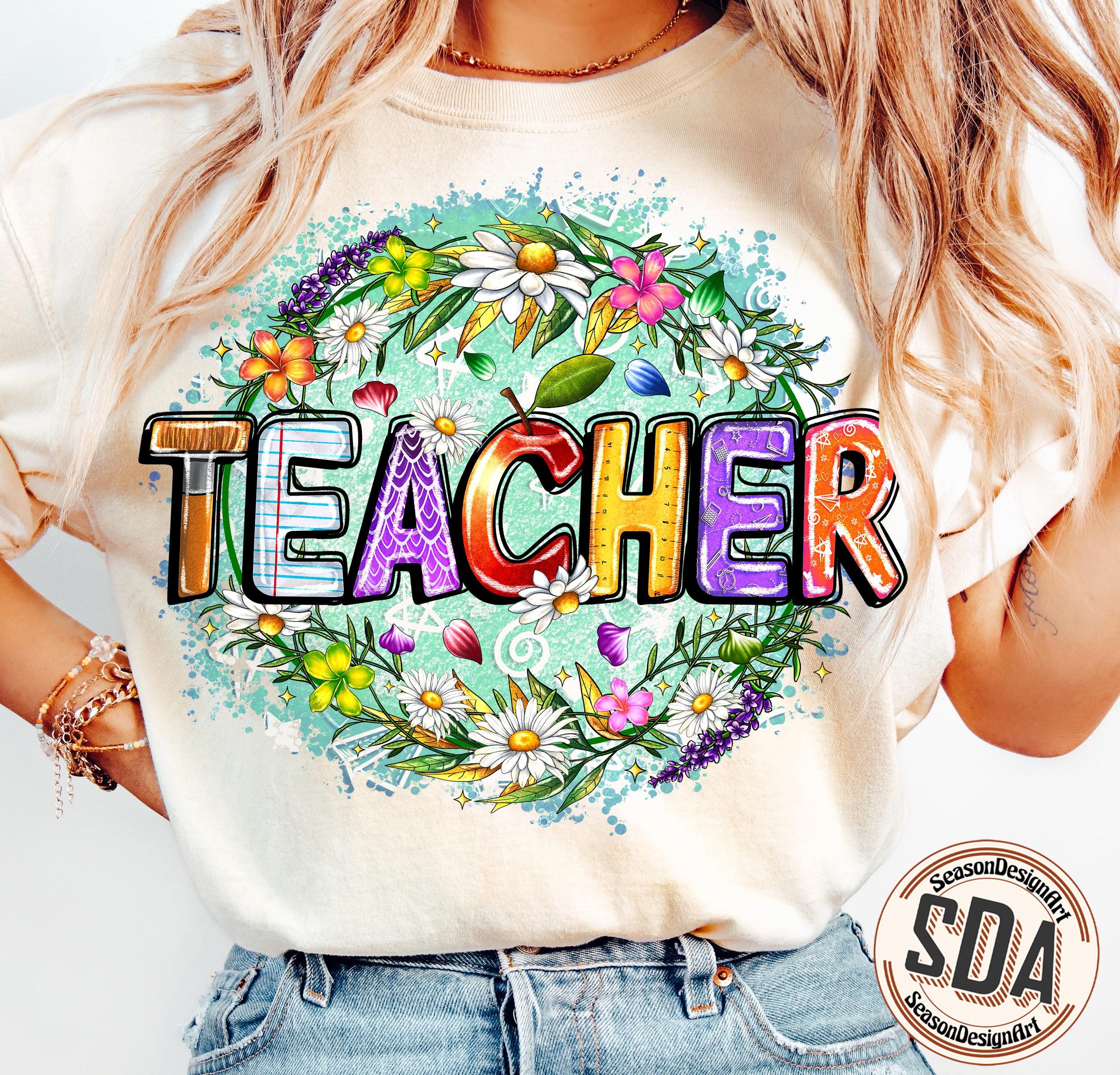 Floral Teacher Appreciation PNG: Retro Doodle Design (digital Download ...