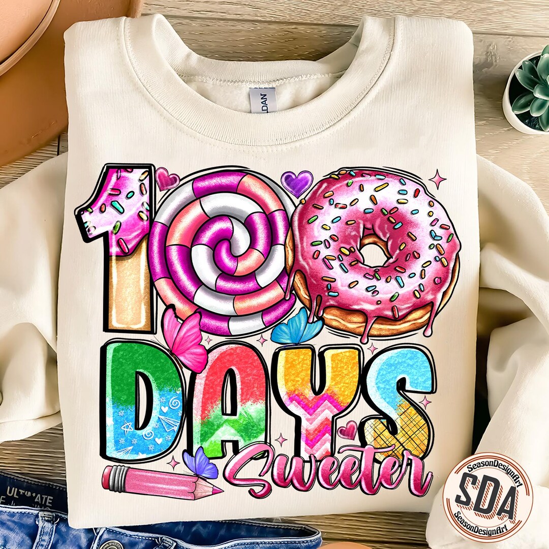 100 Days of Sweeter School PNG: Candy Heart Design (digital Download ...