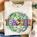 Floral Teacher Appreciation PNG: Retro Doodle Design (digital Download ...