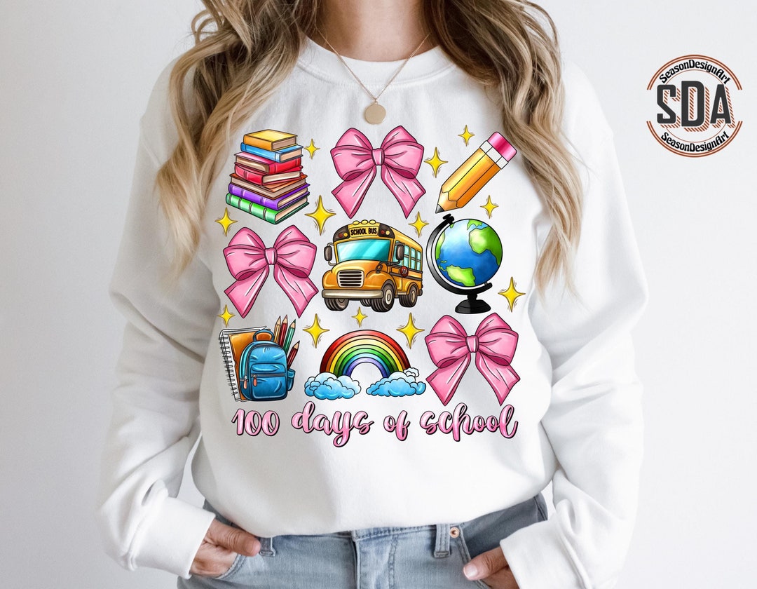100 Days of School PNG: Rainbow School Bus Design (digital Download) - Etsy