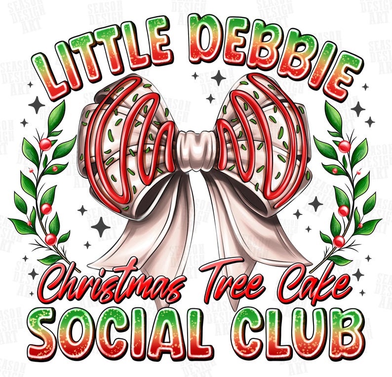 Christmas Tree Cakes PNG: Glitter Coquette Sublimation Design (digital ...