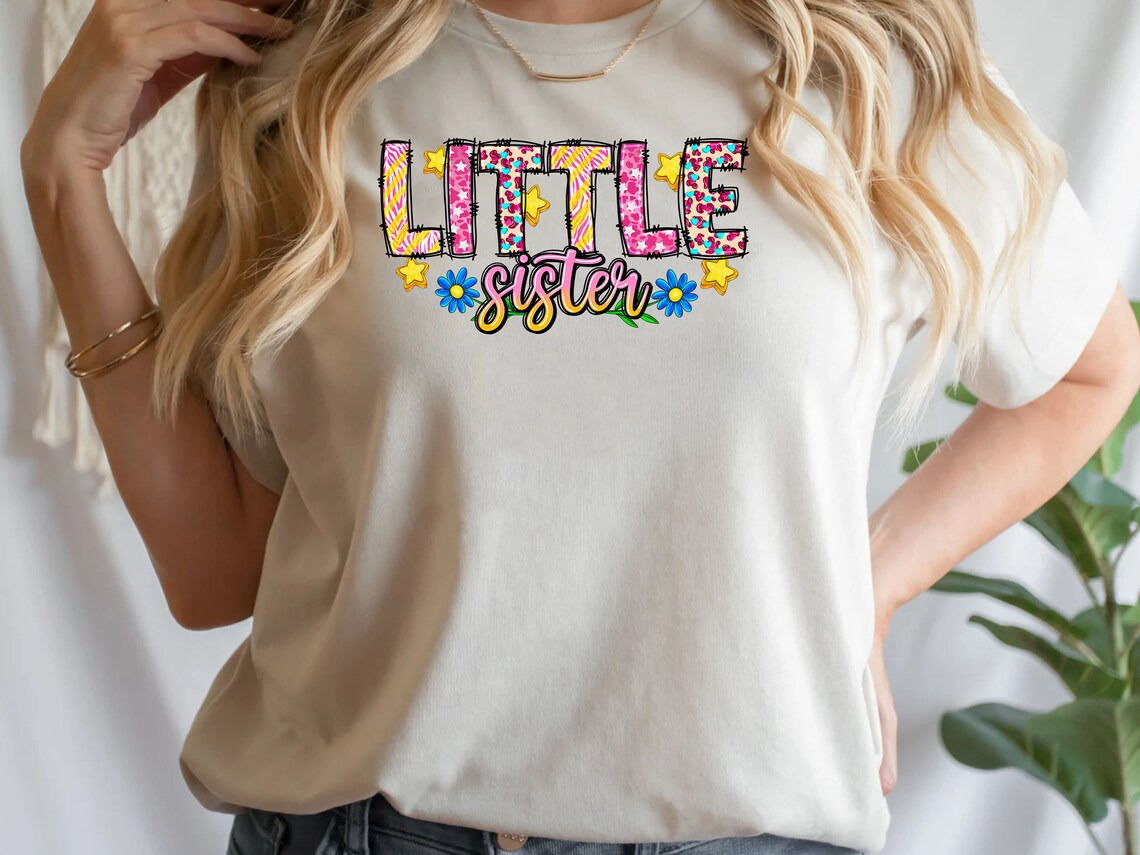 Little Sister PNG Sublimation Design: Sibling Announcement (digital ...