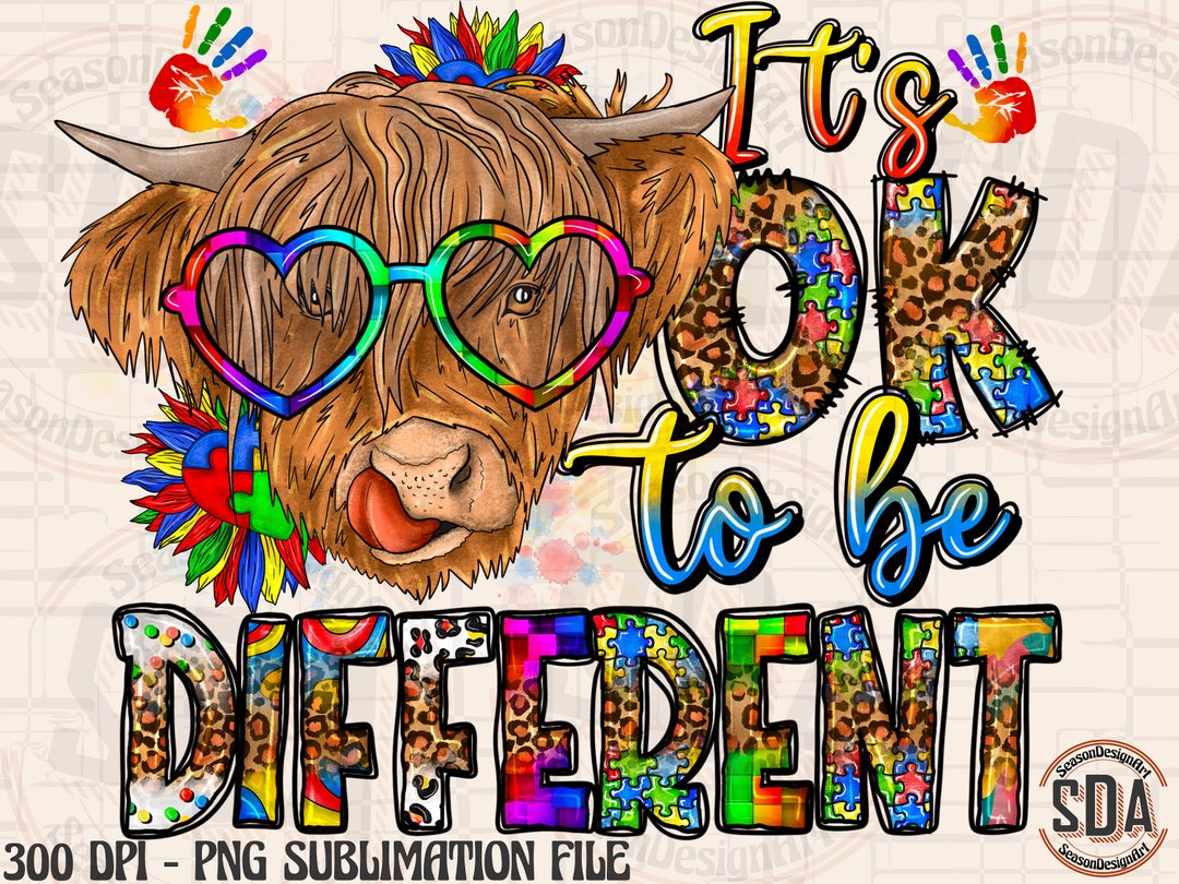 It's Ok to Be Different Png, Autism Awareness Png, Autism Puzzle Cow ...