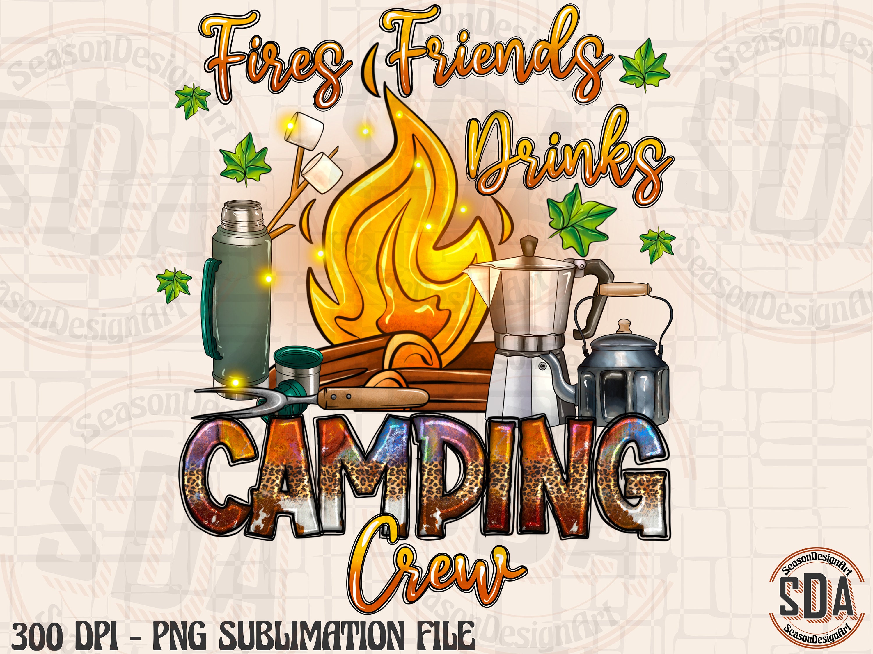 Fires Friends Drinks Camping Crew Png Western Png Camping - Etsy