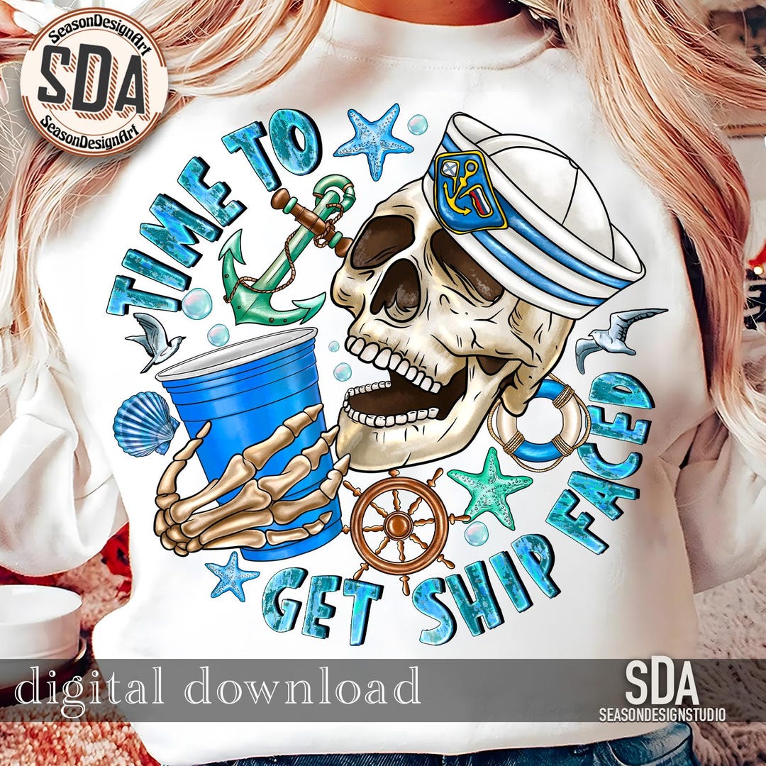 Ship Faced Skull PNG: Cruise Vacation Sublimation Design (digital ...
