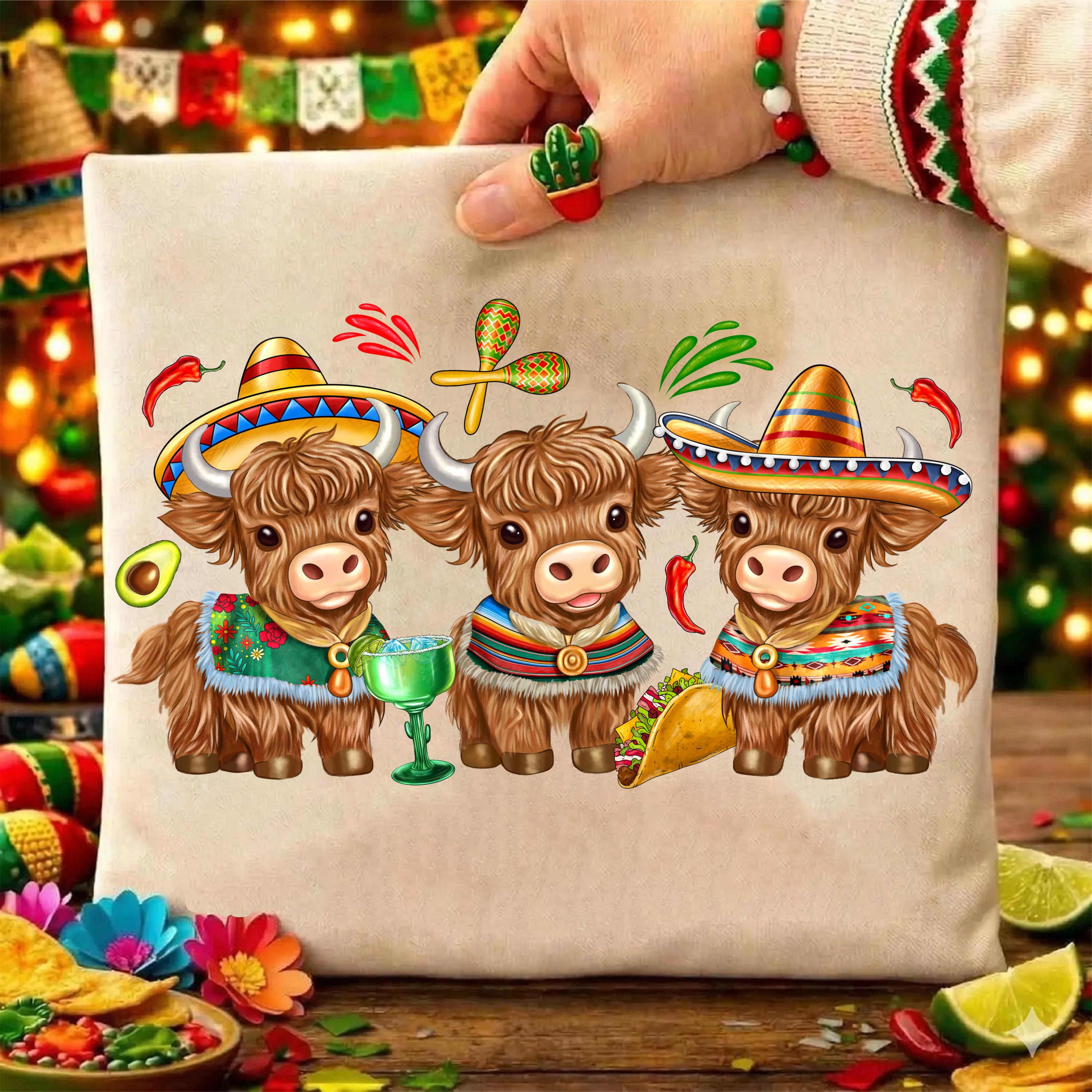Cinco De Mayo Highland Cow PNG, Mexican Png, Cute Sombrero Calf With ...