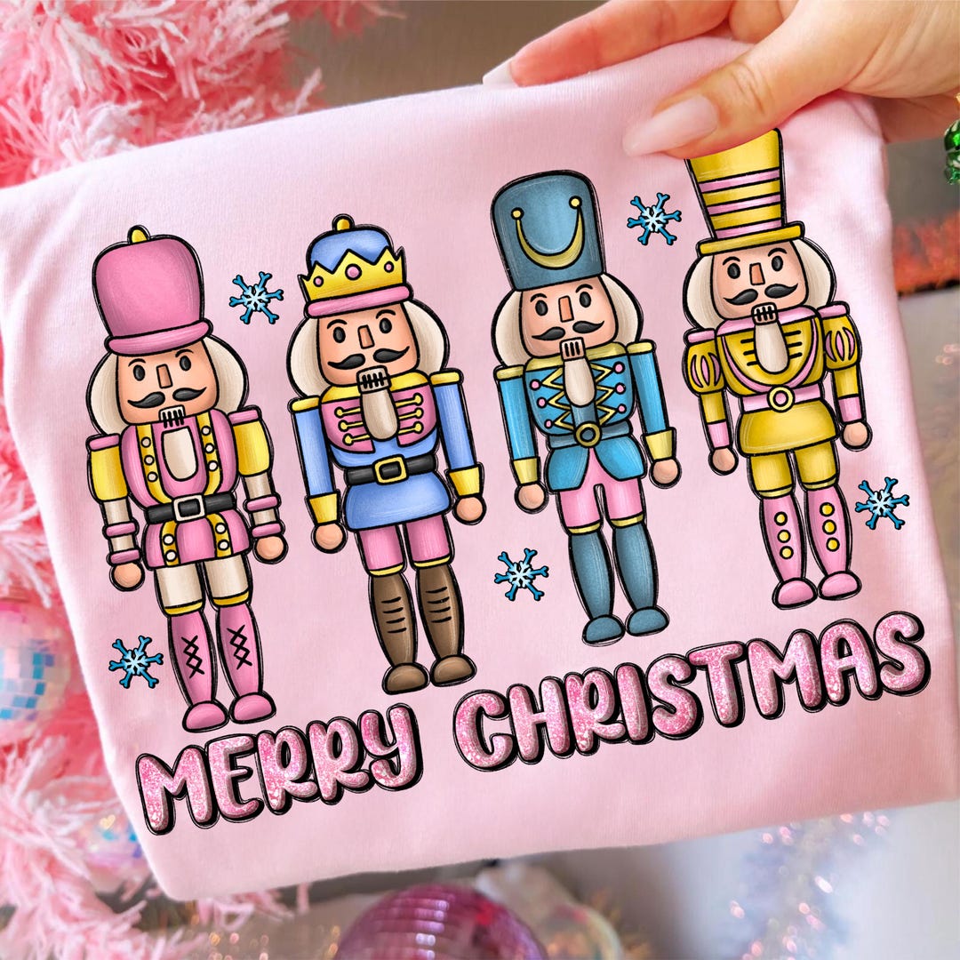 Pink Christmas Nutcrackers PNG, Gold Glitter Design (digital Download ...
