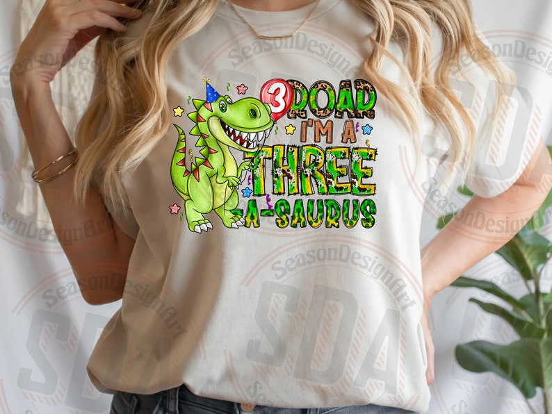 Three Rex Png Dinosaur Third Birthday Design File Dinosaur - Etsy