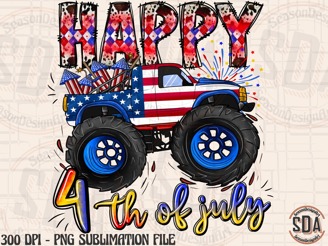 4th of July Monster Truck PNG: USA Patriotic Design (digital Download ...