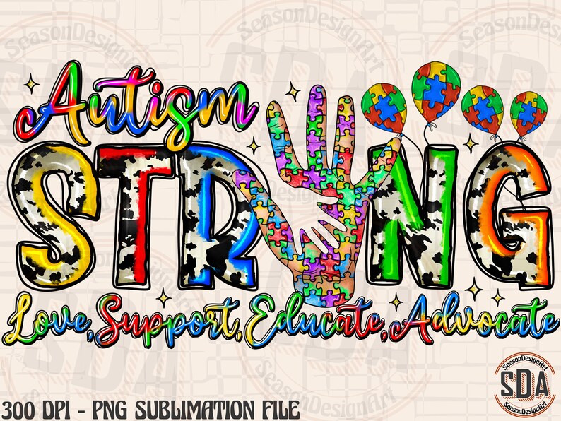 Autism Strong Png Sublimation Design Download Autism - Etsy