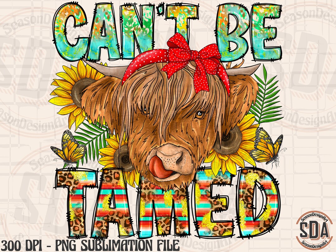 Can't Be Tamed Png, Longhaired Cow Png Sublimation Design Download ...