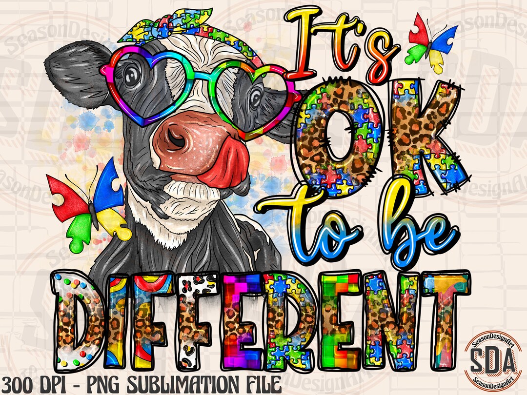 It's Ok to Be Different Png, Autism Awareness Png, Autism Puzzle Cow ...