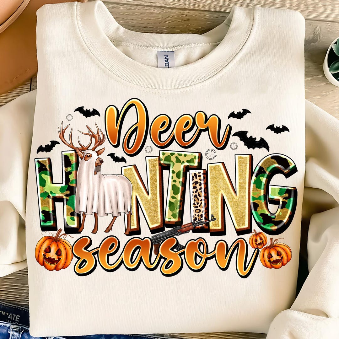Spooky Deer Hunting Season PNG: Halloween Buck, Pumpkins & Bats ...
