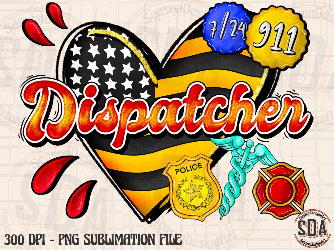 911 Dispatcher Heart Flag PNG: Sublimation Design (digital Download) - Etsy