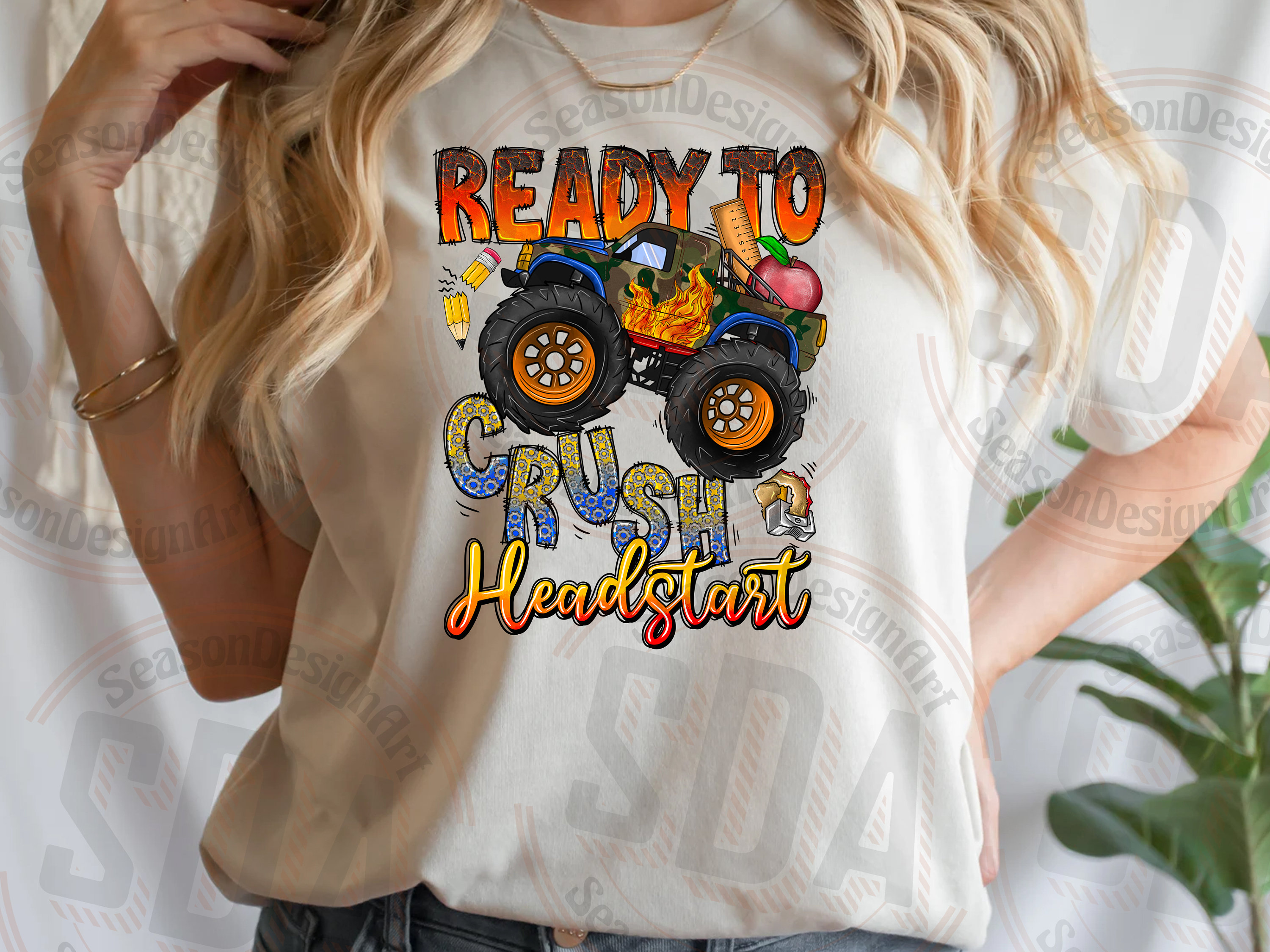 Monster Truck Back to School PNG: Head Start Sublimation (digital ...