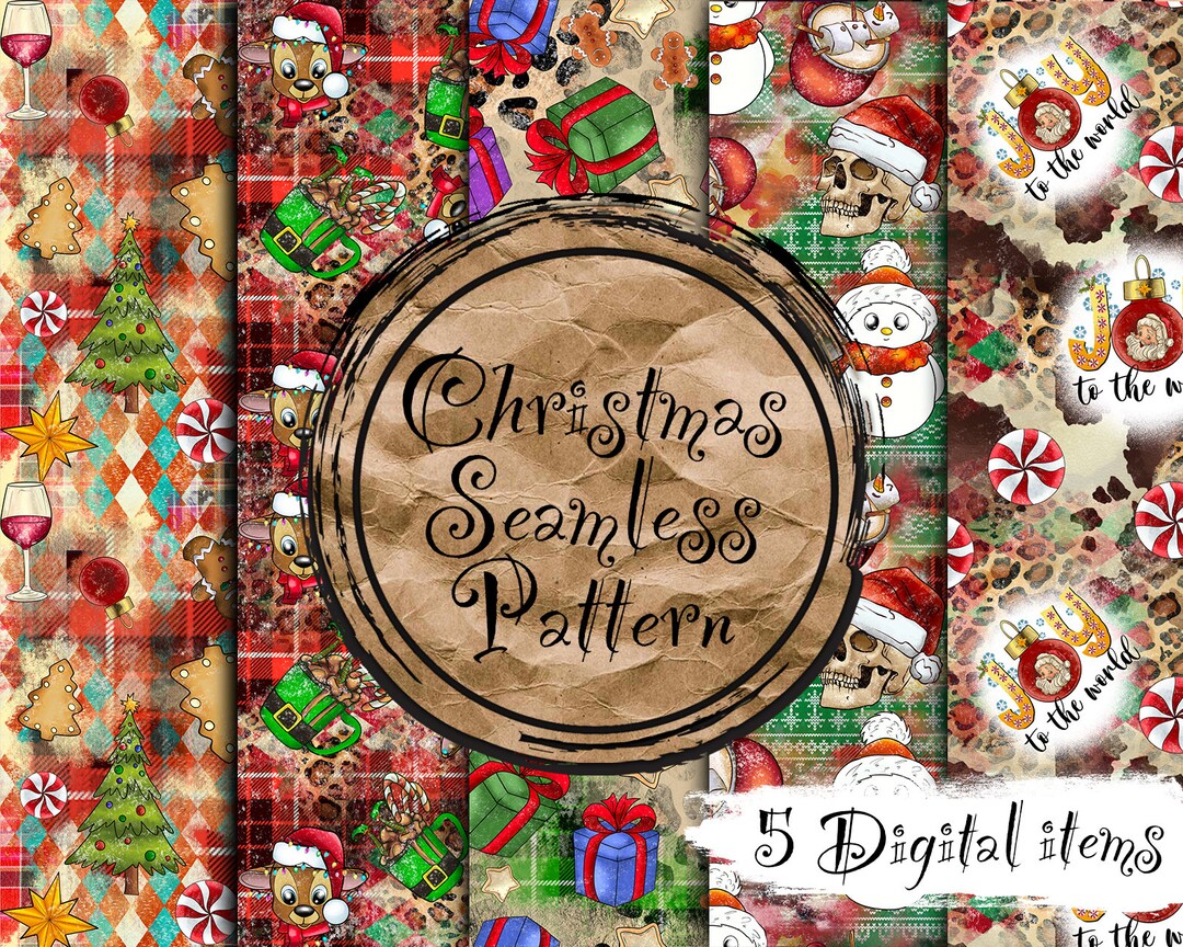 Watercolor Christmas Seamless Pattern Bundle (PNG Digital Paper) - Etsy
