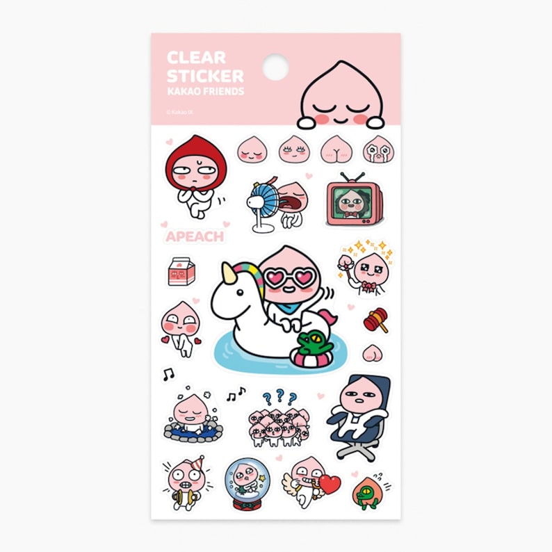 KAKAO FRIENDS Cute Character Clear Sticker Pack for Kids - Etsy