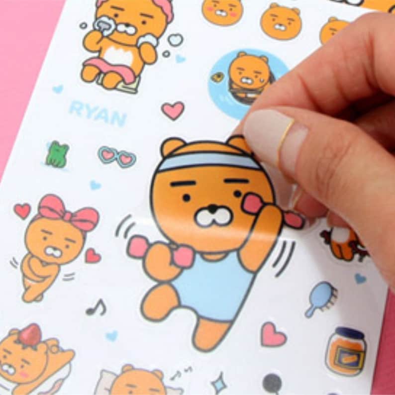 KAKAO FRIENDS Cute Character Clear Sticker Pack for Kids - Etsy